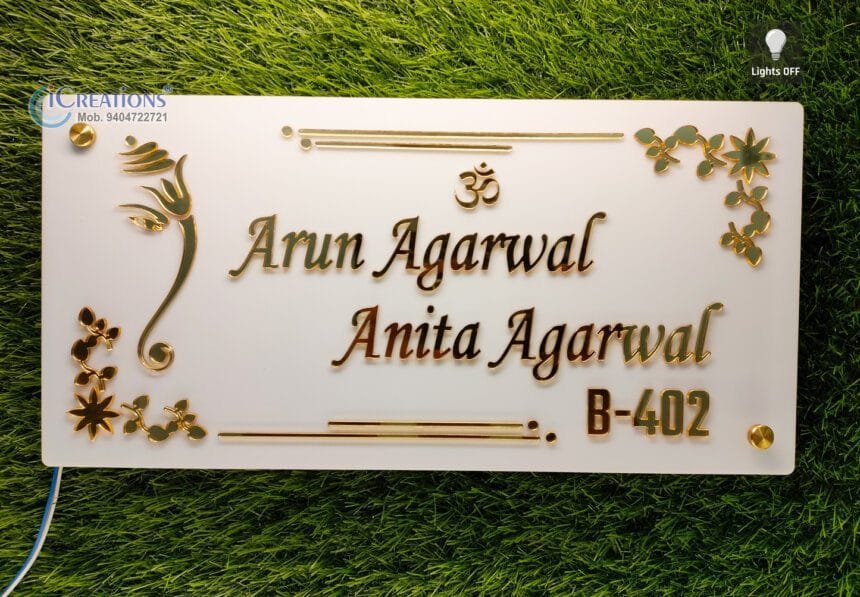 Buy Custom Acrylic NamePlate with LED Lights Online