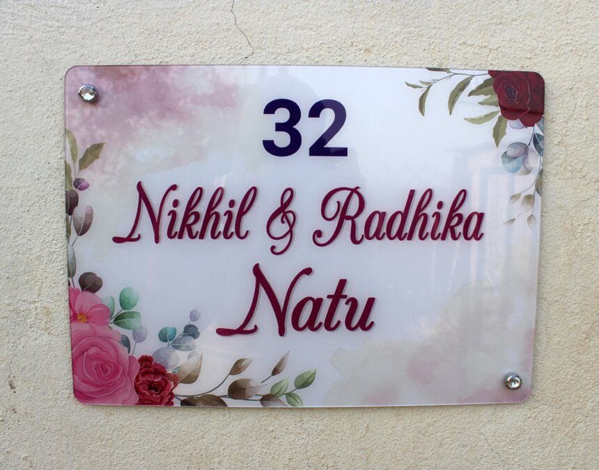 Buy Floral Name Plate design online on Premium Fiberglass