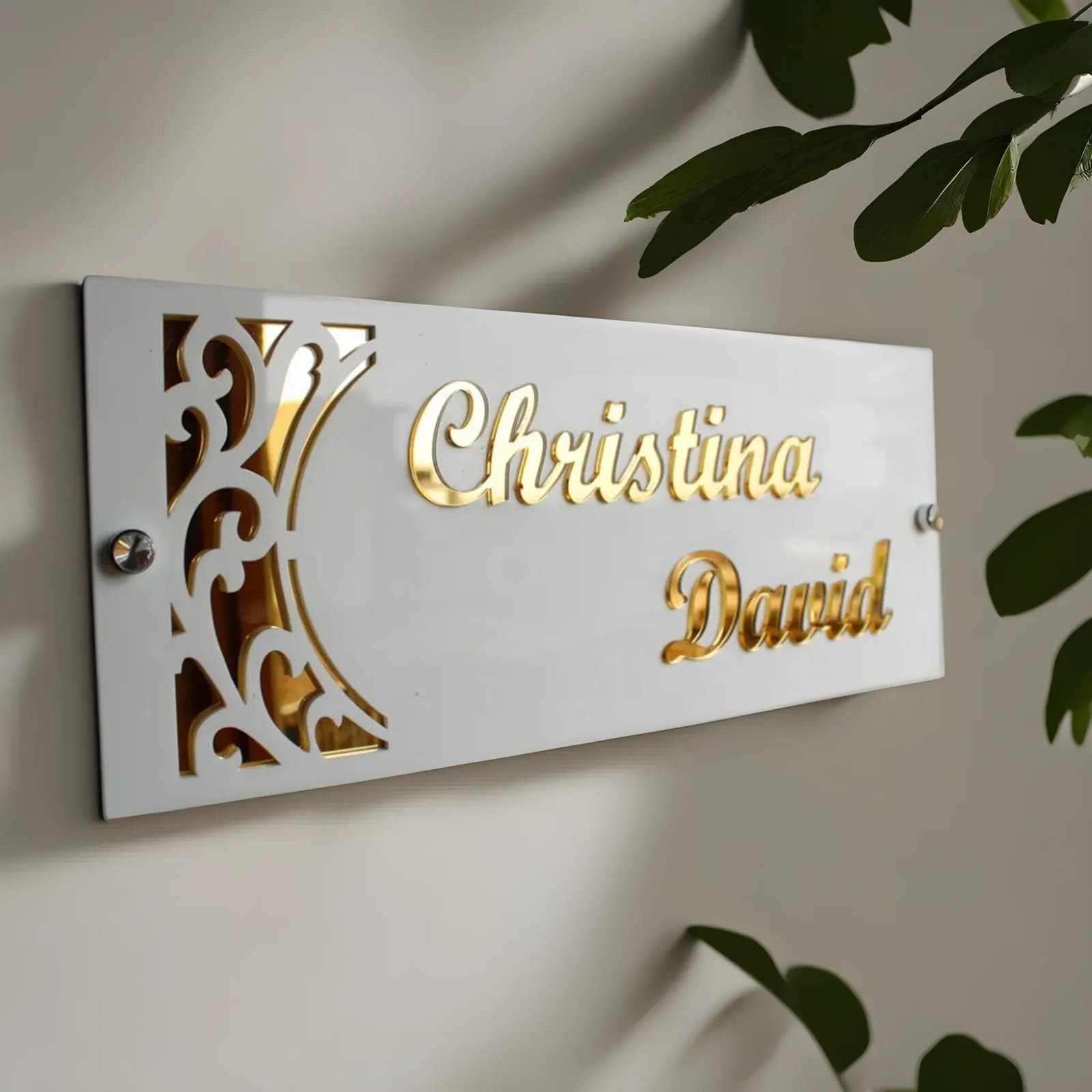 Buy Customized Name Plaque for Door with Gold letters online