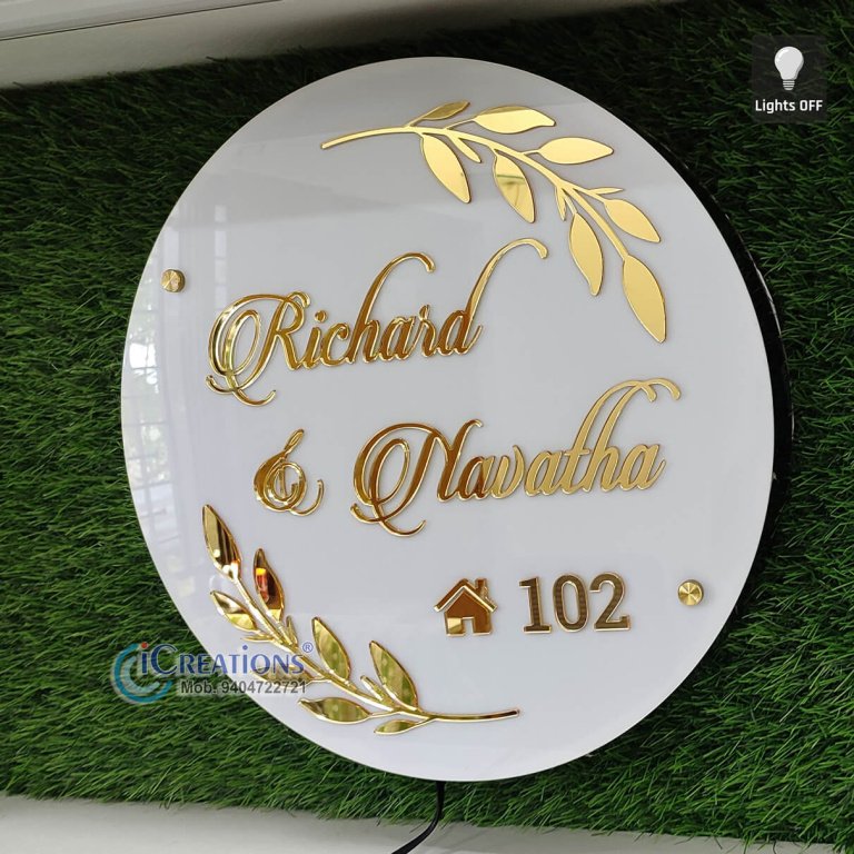 Personalized Round Shaped Acrylic Name Plate - Icreations