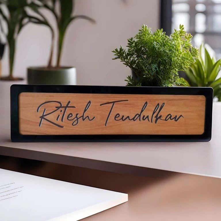Buy Custom Wooden Table Name Plate Design Online | Icreations.