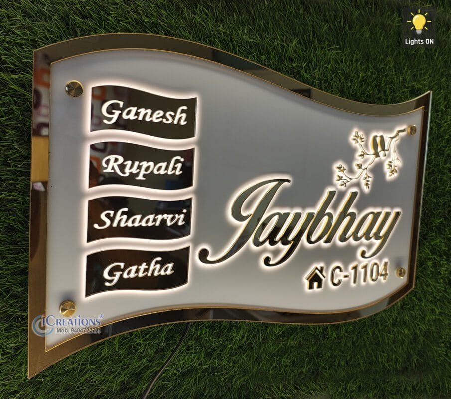 Buy Customized LED Name Plates in Acrylic with 3D Letters